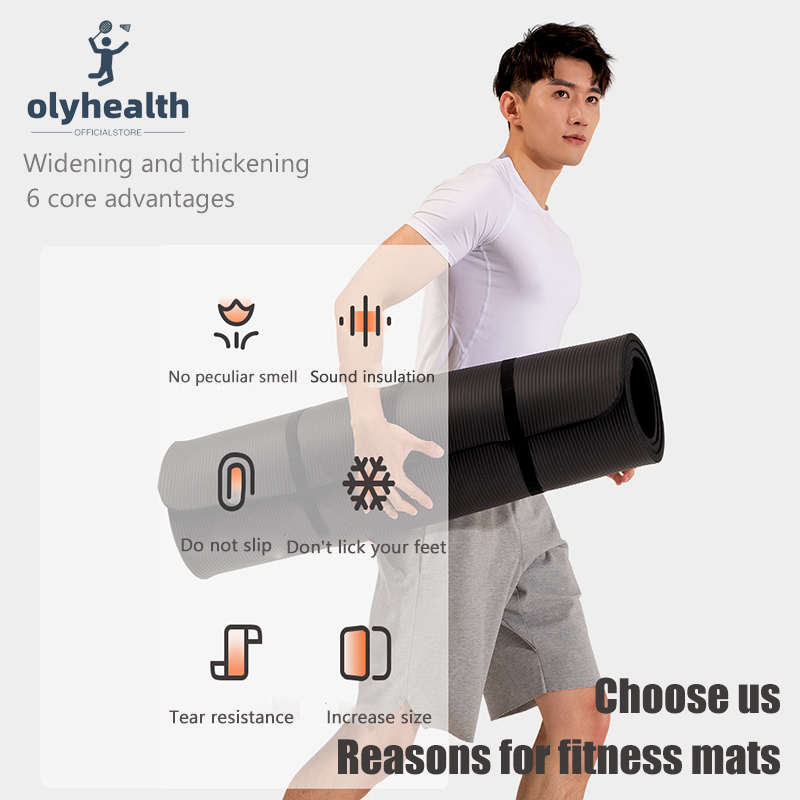 【NEW SIZE 185CM×80CM】12MM NBR Yoga Mat Thicken Soft Gym Mat Workout Mat ...