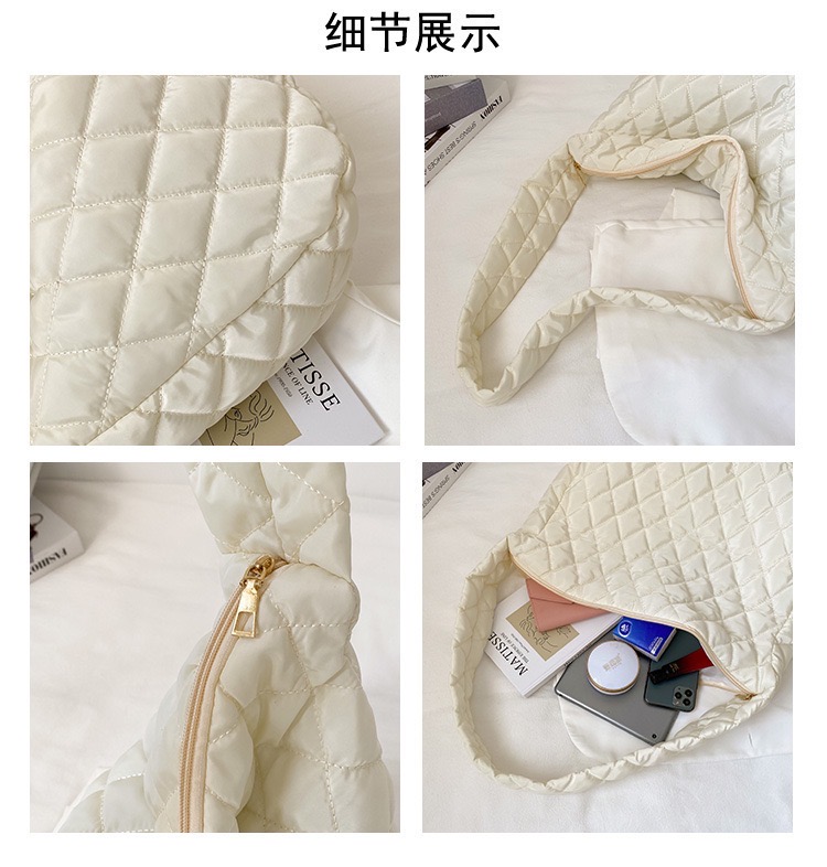 Mumu 3071 Retro Lattice Cloud Shoulder Female Simple Tote Bag Quilted ...