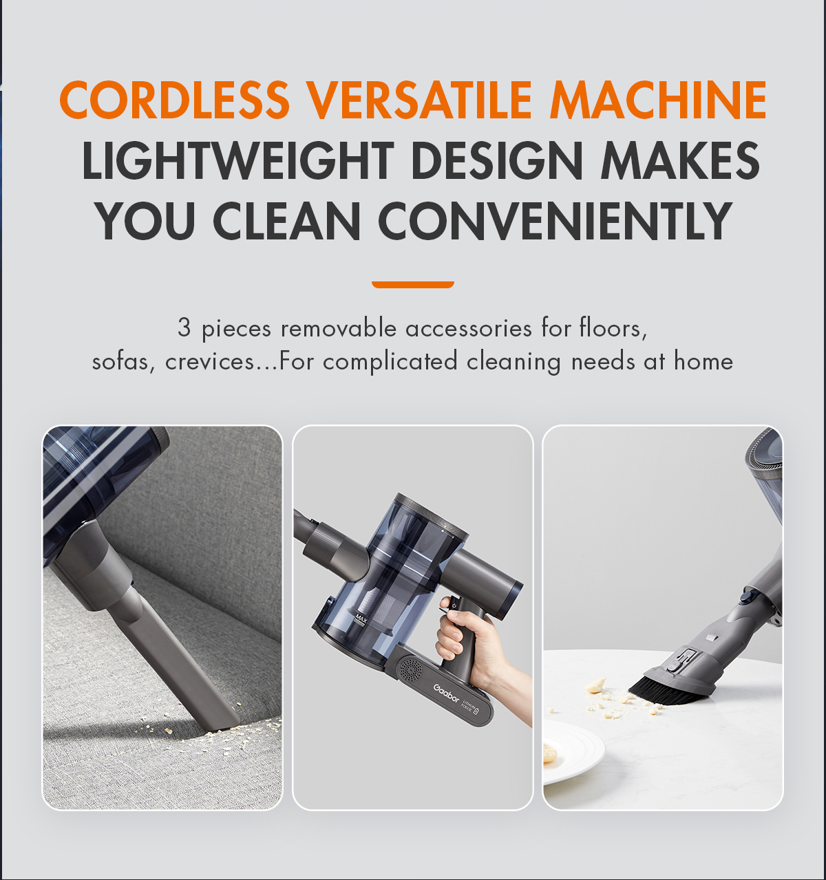 Gaabor Vacuum Cleaner 3-In-1 Multi-Use Power Suction Lightweight ...