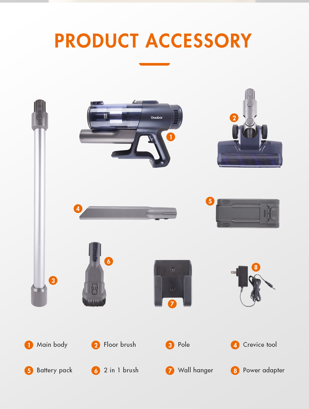 Gaabor Vacuum Cleaner 3-In-1 Multi-Use Strong Suction Lightweight Cordless 20000Pa With 8 ...