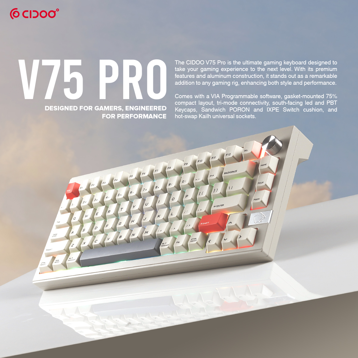 EasyPC| CIDOO V75/V75 Plus/V87 PRO Barebone Gasket Mechanical Keyboard ...