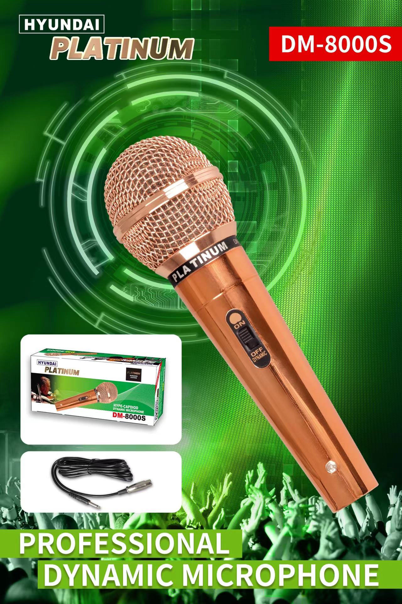 LMJ Hyundai Platinum DM-8000 Professional Hype-Capdiod Dynamic karaoke Microphone (GOLD ...