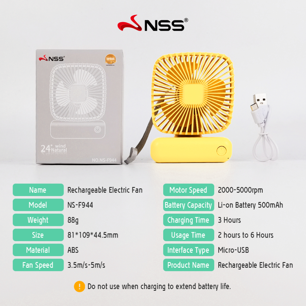 NSS Small Fan Handheld mini USB Fan Handy Fan Rechargeable Portable ...