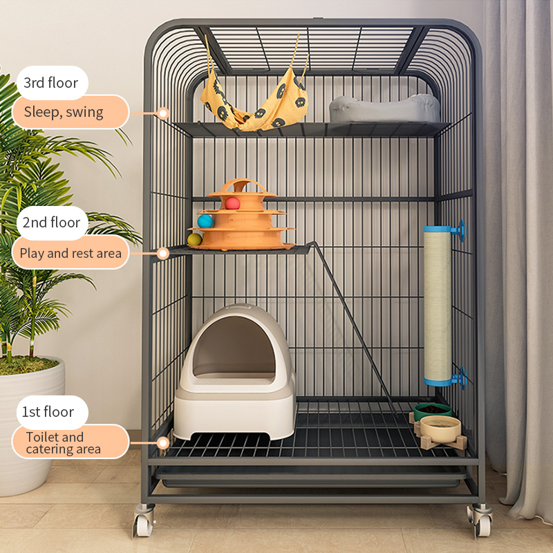 Large Big Cat Cage Pet Cage 2/3 4 Layer Cat House With Door Ladder ...