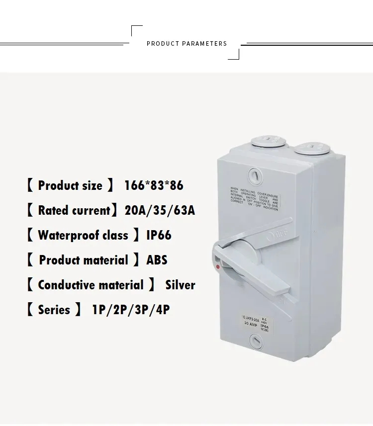 UKF IP66 1P 2P 3P 4Poles 20A 32A 63Amp Weatherproof Isolating Switch Outdoor Waterproof Isolator ...