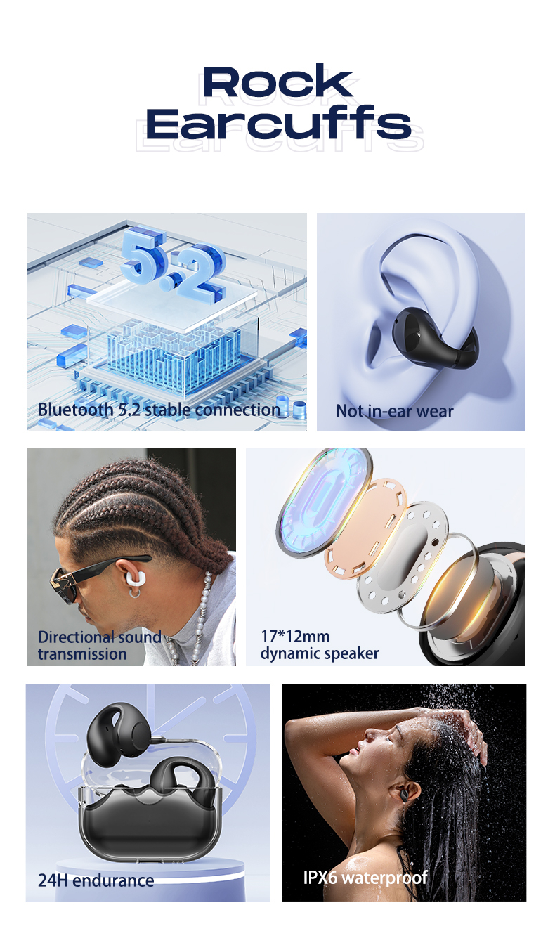 Rock Space Sound Earcuffs TWS Earbuds Wireless Bluetooth Earphones ...