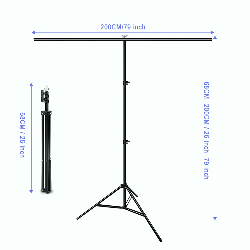 T-Shape Backdrop Stand 2 m x 2 m/6.5 ft x 6.5 ft Portable Photo ...