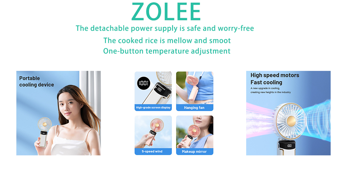 ZOLEE Small Fan Handheld Portable Folding Fan Desktop Office Dormitory ...