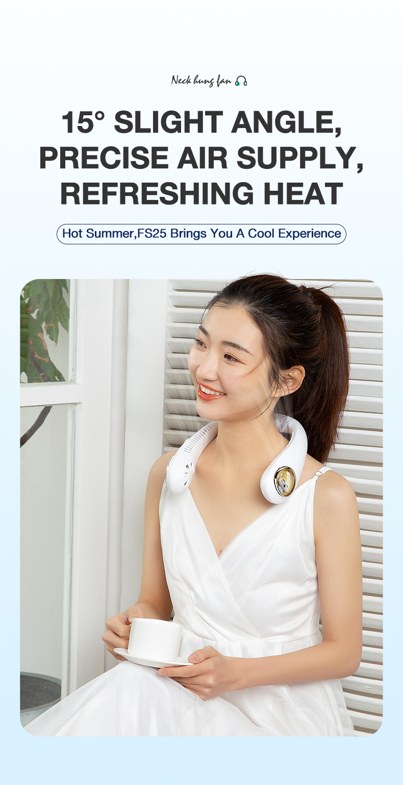 JAMAY FS25 New Upgrade 6000mAh Bladeless Silent Hanging Neck Fan ...