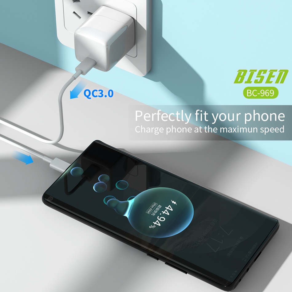 Original BISEN BC-969 2.4A USB Fast Charger Adapter With Cable For ...