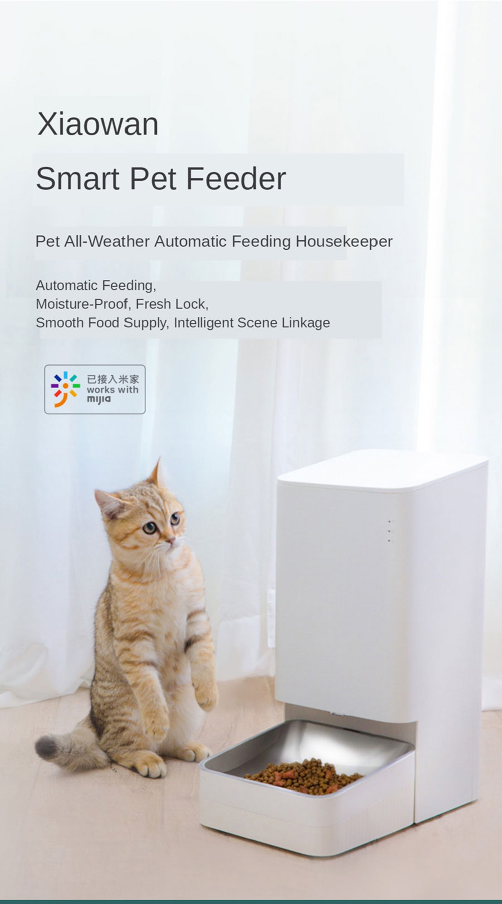 Xiaomi Smart Pet Food Feeder 1.8kg Large Capacity Food Storage for Dogs ...