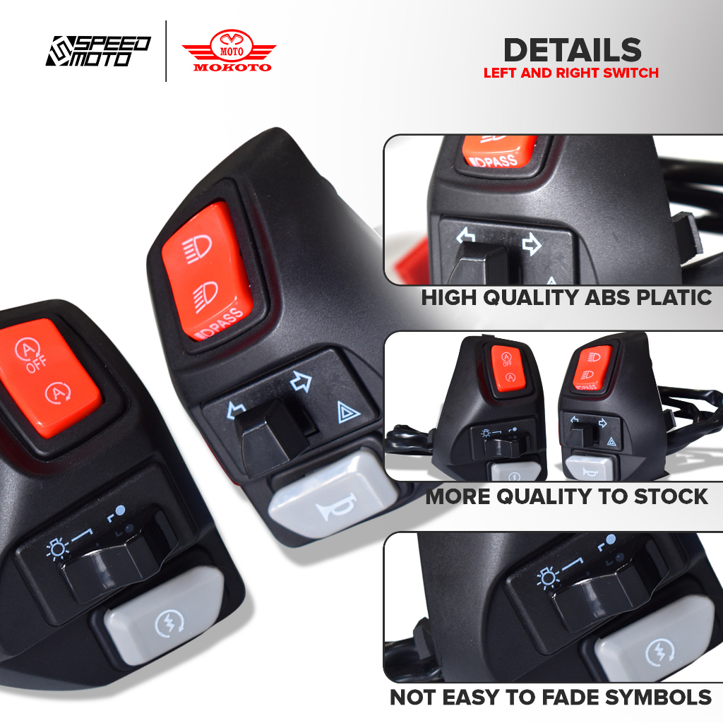 MOKOTO YAMAHA AEROX V1 HANDLE SWITCH WITH HAZARD AND PASSING LIGHT ...