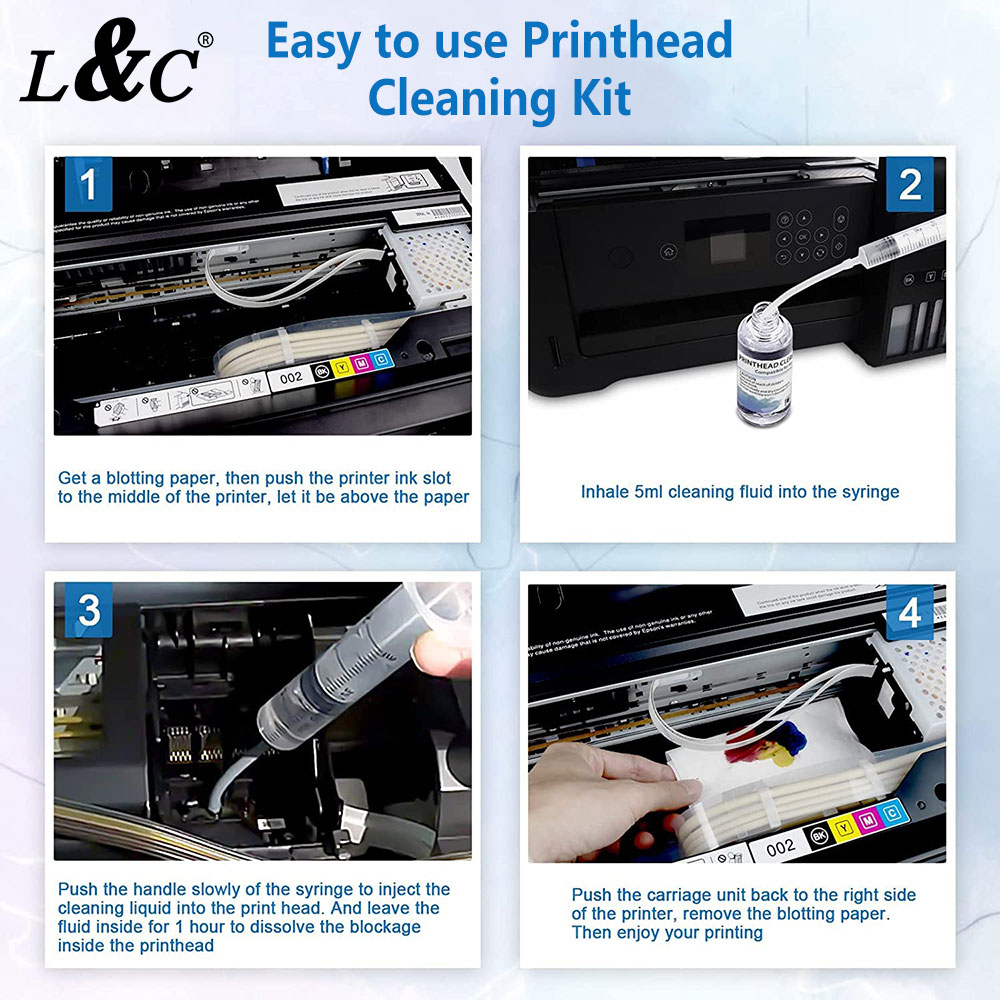 L&C Cleaning Solution For Inkjet Printer & Syringe With Hose Bundle ...
