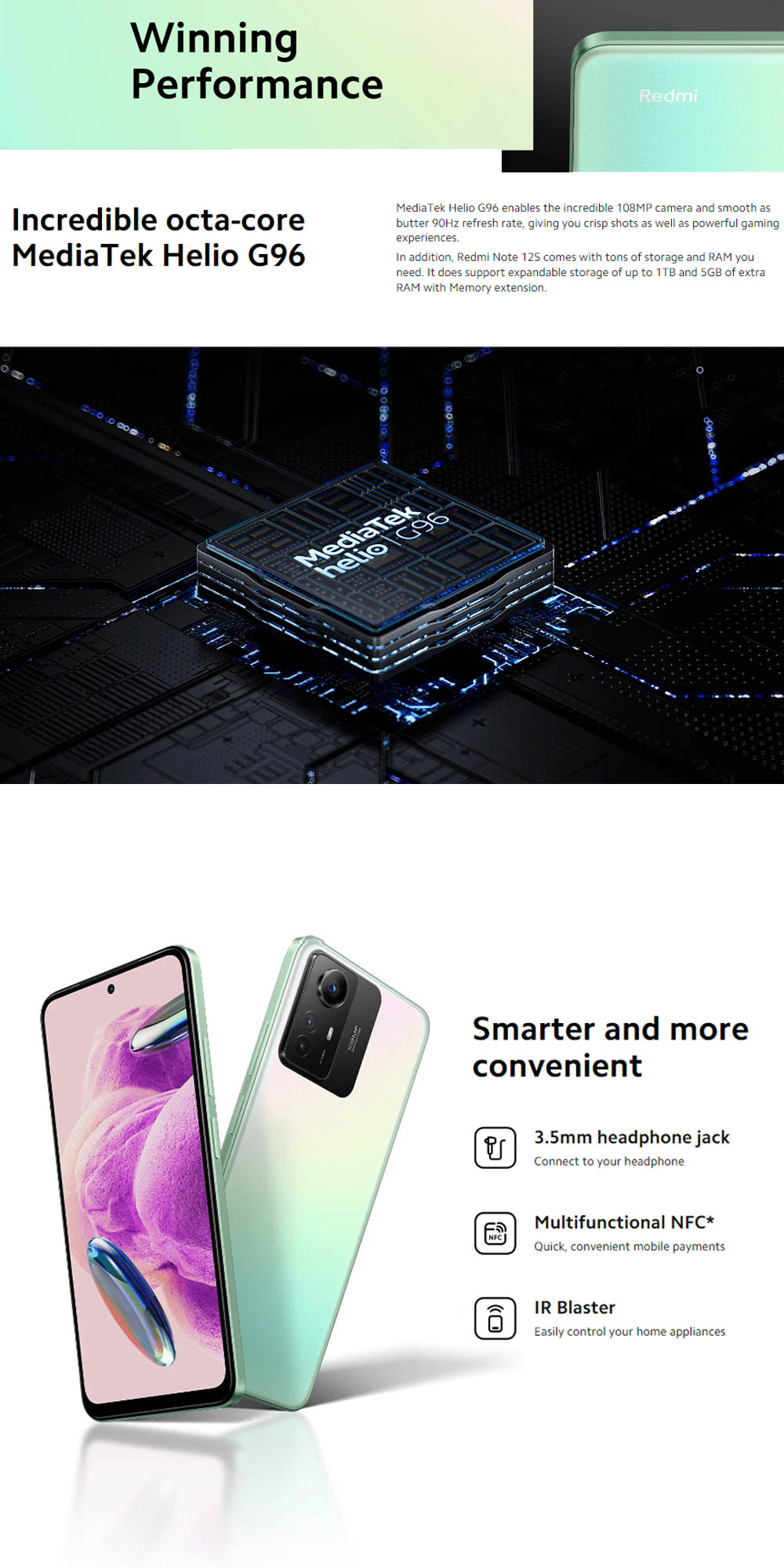 Xiaomi Redmi Note 12S Smartphone | 8GB RAM+256GB ROM | Helio G96 | 6.43 ...