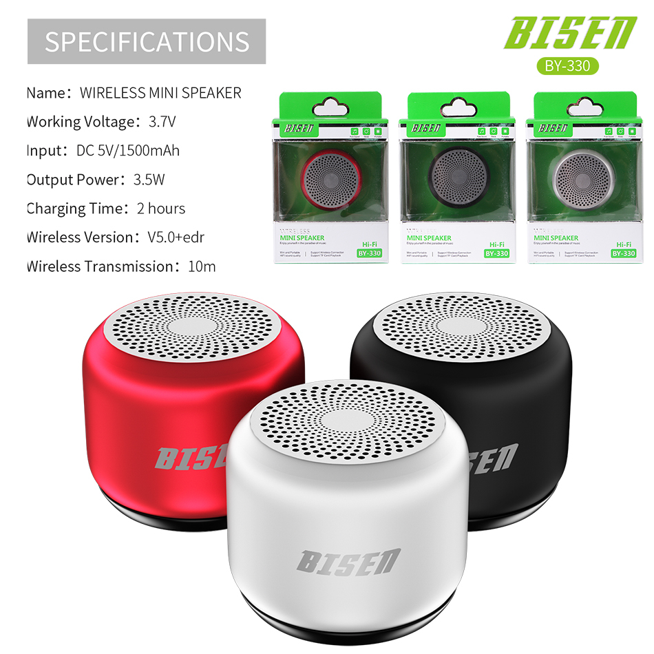 BISEN BY330 Mini Wireless Sound Portable Bluetooth Speaker Music ...