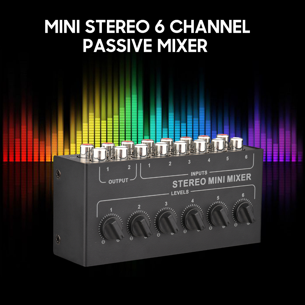 [READY] Mini Stereo 6 Channel Passive Mixer RCA Portable Audio Mixer 6 ...