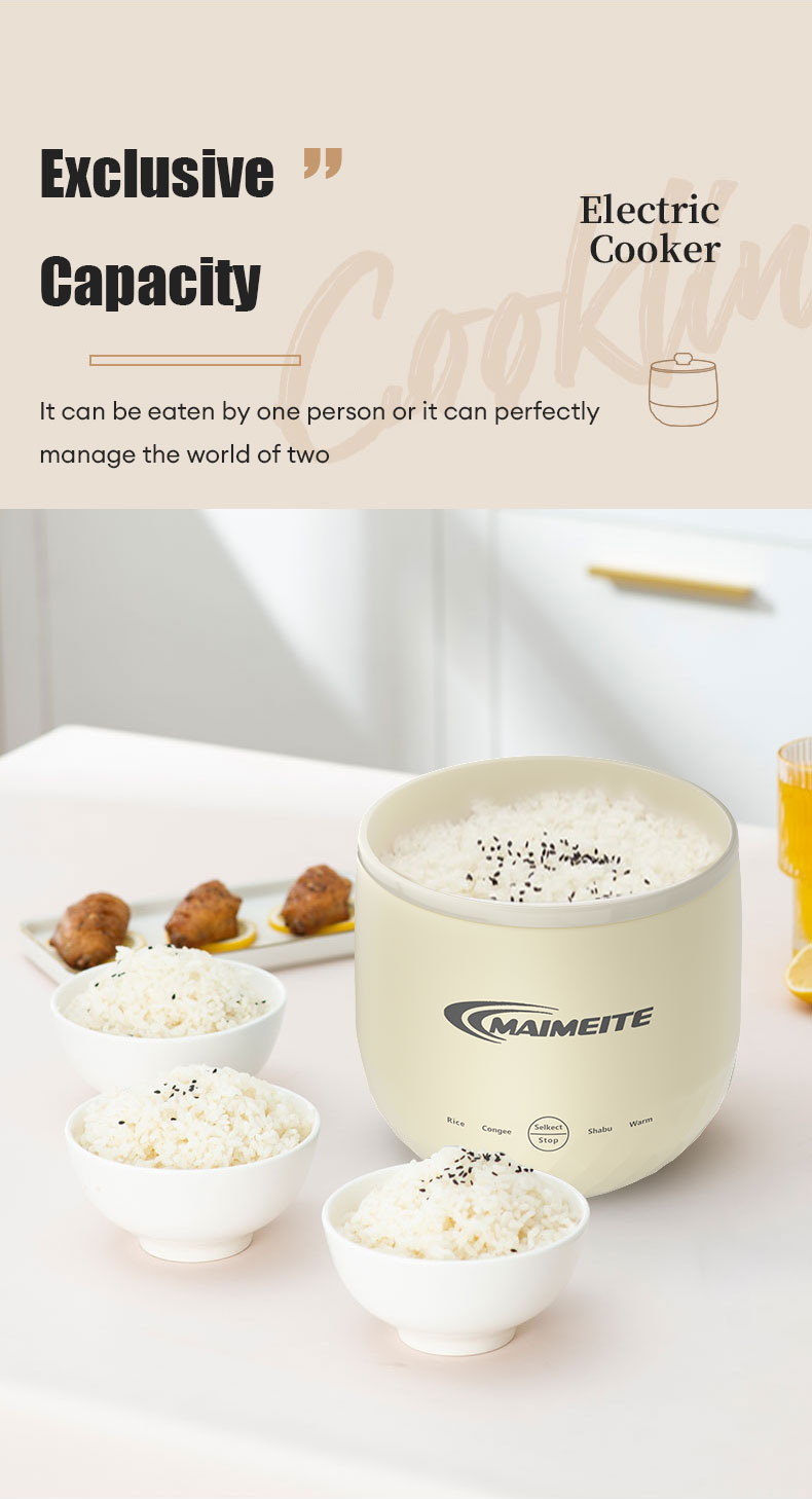 Maimeite Mini Rice Cooker Non-Stick Inner Pot 1.8L Multi-Function Rice ...