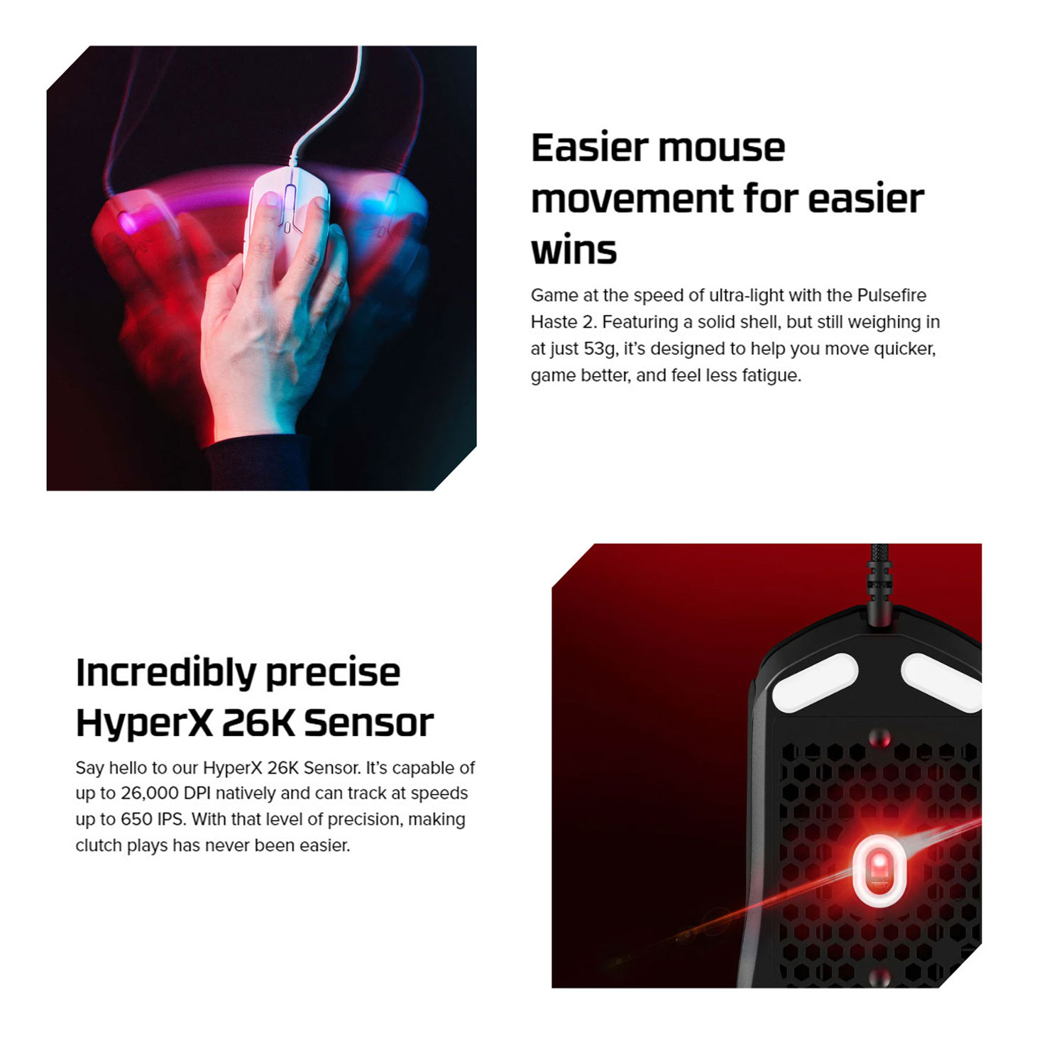 HyperX Pulsefire Haste 2 26000 DPI Plug and Play Ultra-lightweight ...