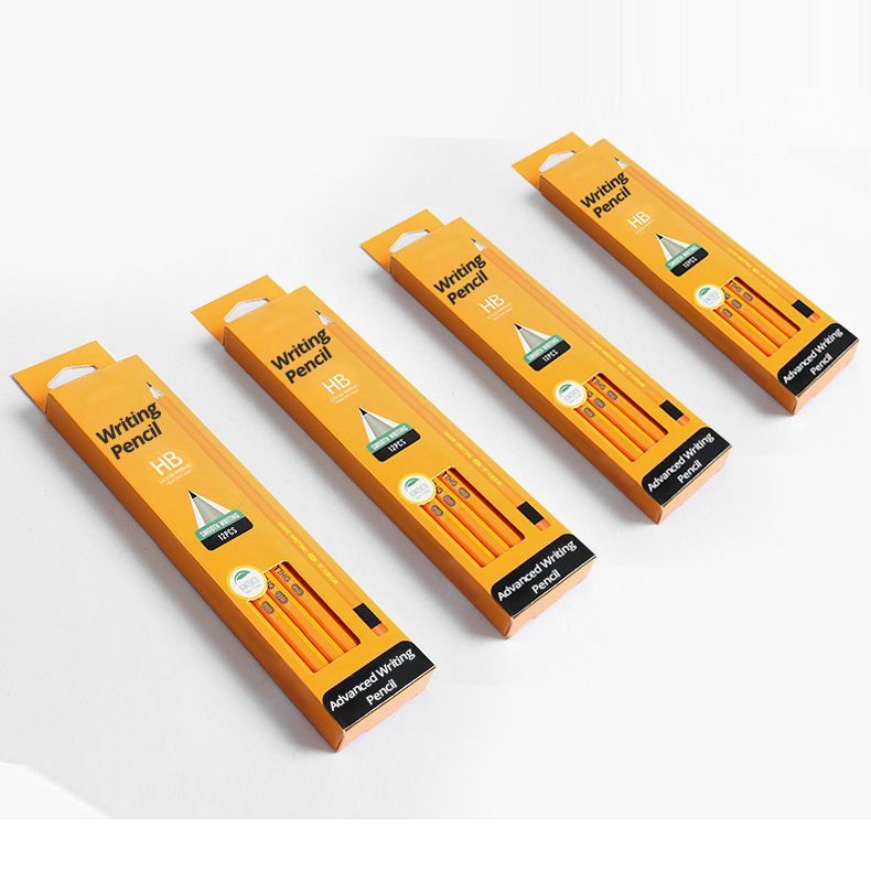 Primary School Student Wooden Lead Pencils Set With Eraser Drawing Exam ...