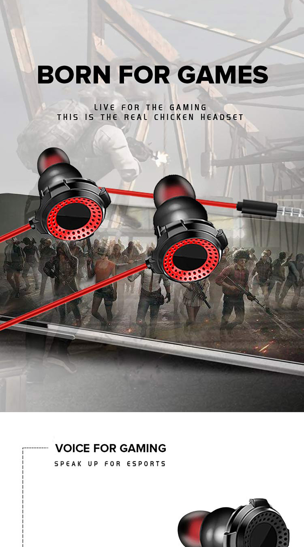 TYLEX XK30 Game Earphones Strong Bass Surround Sound In-Ear Wired Clear Dual Detachable ...