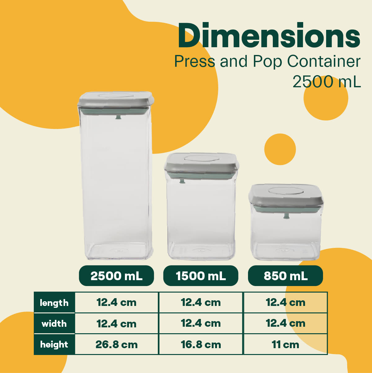 Famco Press & Pop Container, Air-Tight Kitchen Organizer, Pop-up Lid ...