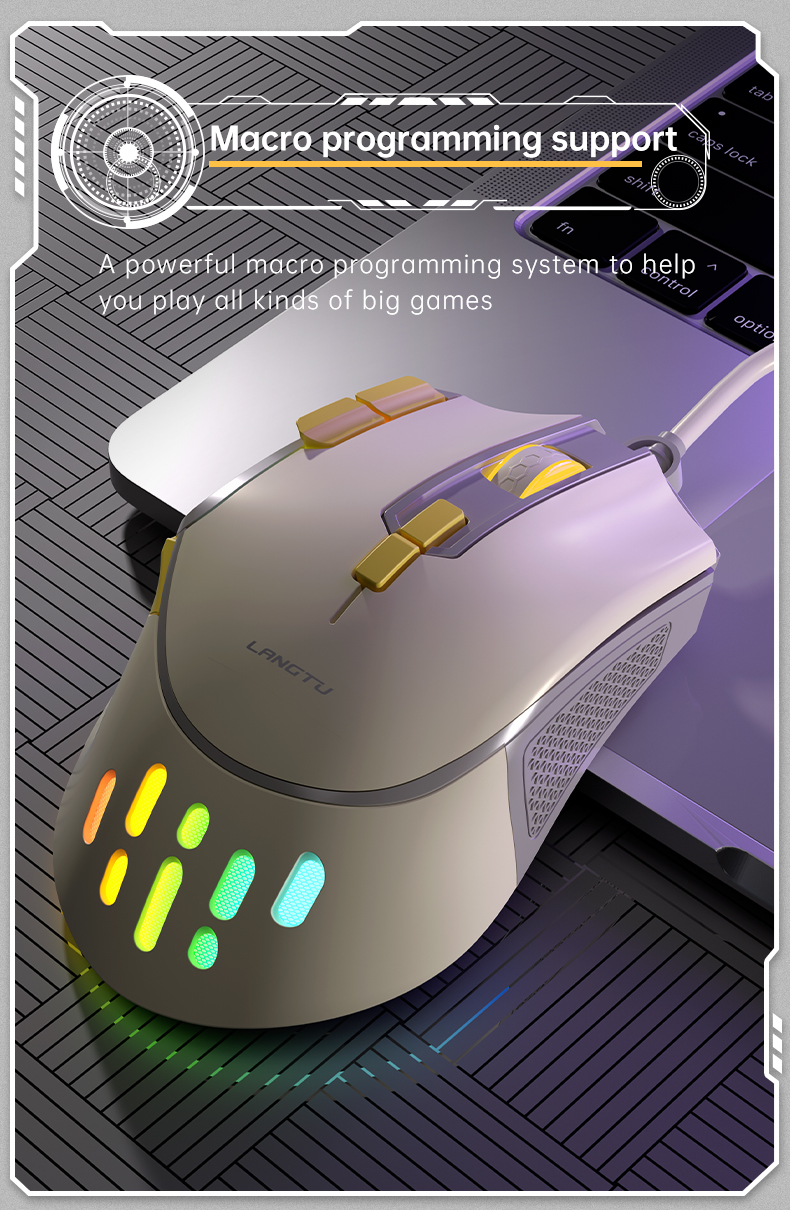 LANGTU G3 Wird Mouse RGB Light Gaming mouse 6DPI 12800DPI Wired Macro ...