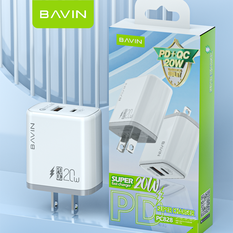 BAVIN PC828 / PC827 20W PD Fast Charging Charger Dual Type-C & USB Port ...