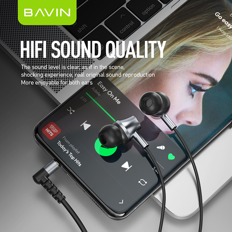 BAVIN HX865 HiFi Sound Quality Universal 3.5mm Wired Earphone Built-In ...