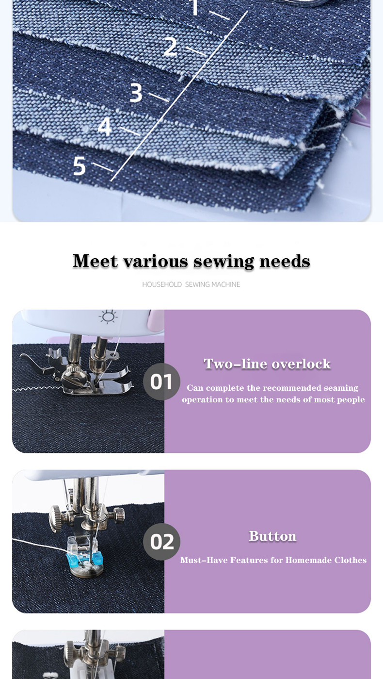【ALL FLYING】Portable Sewing Machine Mini Electric Household 12 Stitches ...