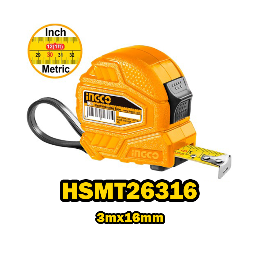 INGCO 3m Steel Measuring Tape (Metric/Inch) Continuous Marking Blade ...