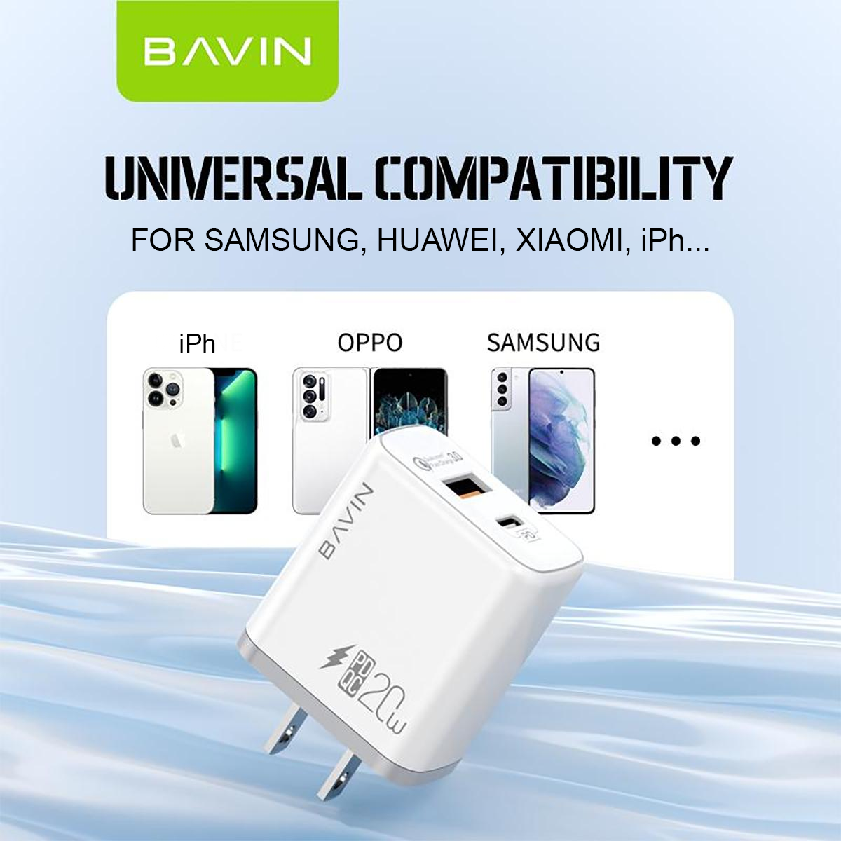 BAVIN PC828 / PC827 20W PD Fast Charging Charger Dual Type-C & USB Port ...
