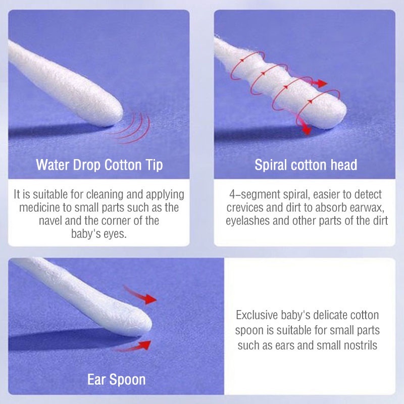 200 Pcs / Pack Of Clean Cotton Swab Disposable Cotton Swab Baby Cotton ...