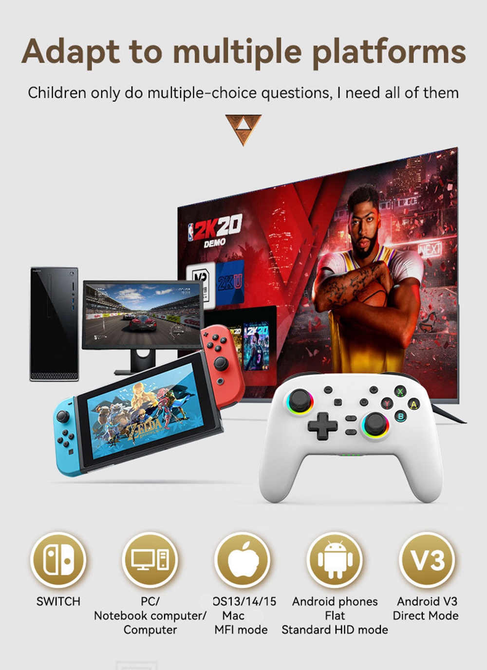 Ipega S08 Wireless Gamepad Gaming Controller for P4, P3 Switch PC and ...