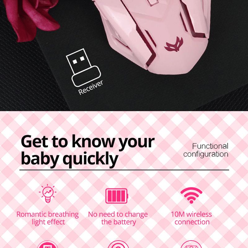 Gaming Wireless Mouse Rechargeable Mouse Glowing Mouse USB Interface ...