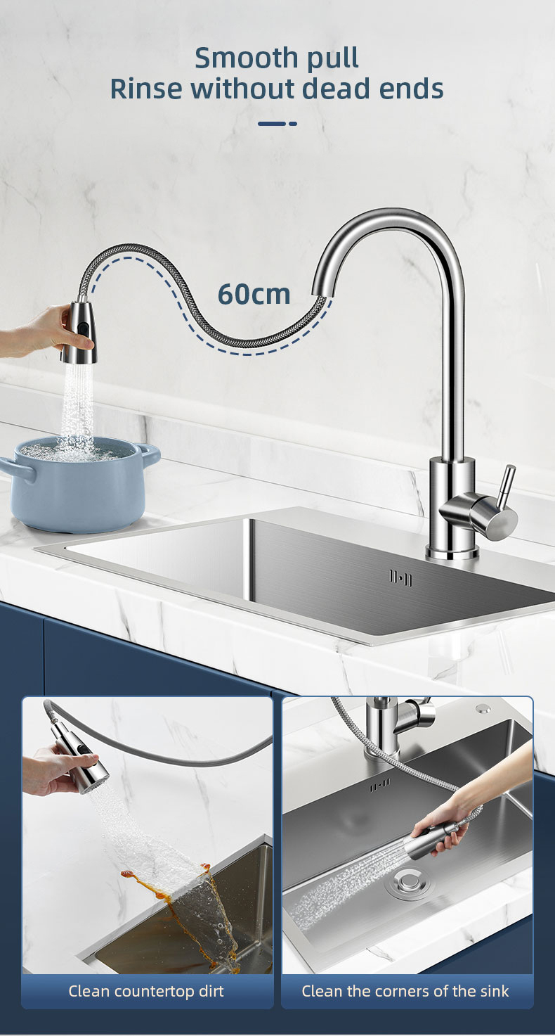 Pelise 304 Stainless Steel Kitchen Faucet Pull Out Faucet 360° Sprayer ...
