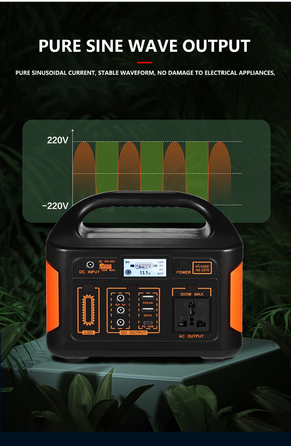 NSS 300W 80000MAH Portable Power Station with 50W Solar Panel Set for ...