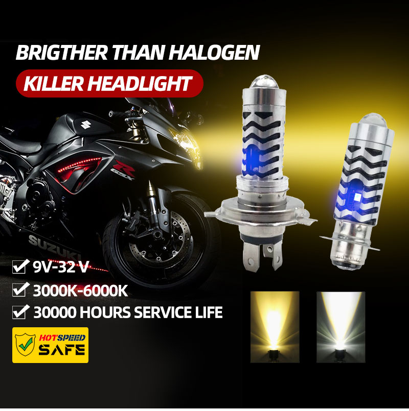 HOTSPEED MDL Killer Headlight Bulb Led Lights for Motorcycle T19 P15D With Blue Parklight ...