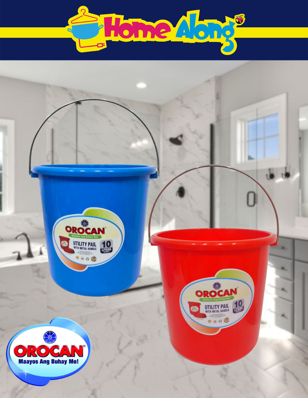 Orocan 10 Liters Utility Pail with Metal Handle - Random Color | Shopee ...