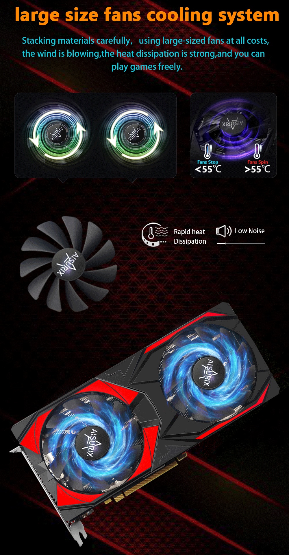 AISURIX New Graphics Card RX 5700 XT 8GB Gaming Computer GPU Video card ...