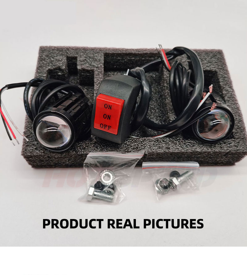 HOTSPEED 2Pcs Mini Driving light Motorcycle LED Headlight Waterproof Super Bright With 3 Way ...