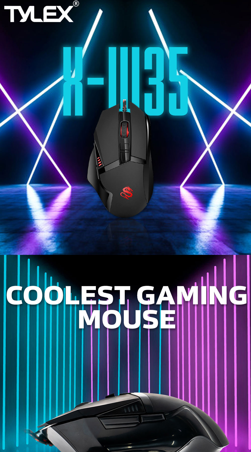Tylex X-W35 Luminous LED Gaming Mouse (Black) | Shopee Philippines
