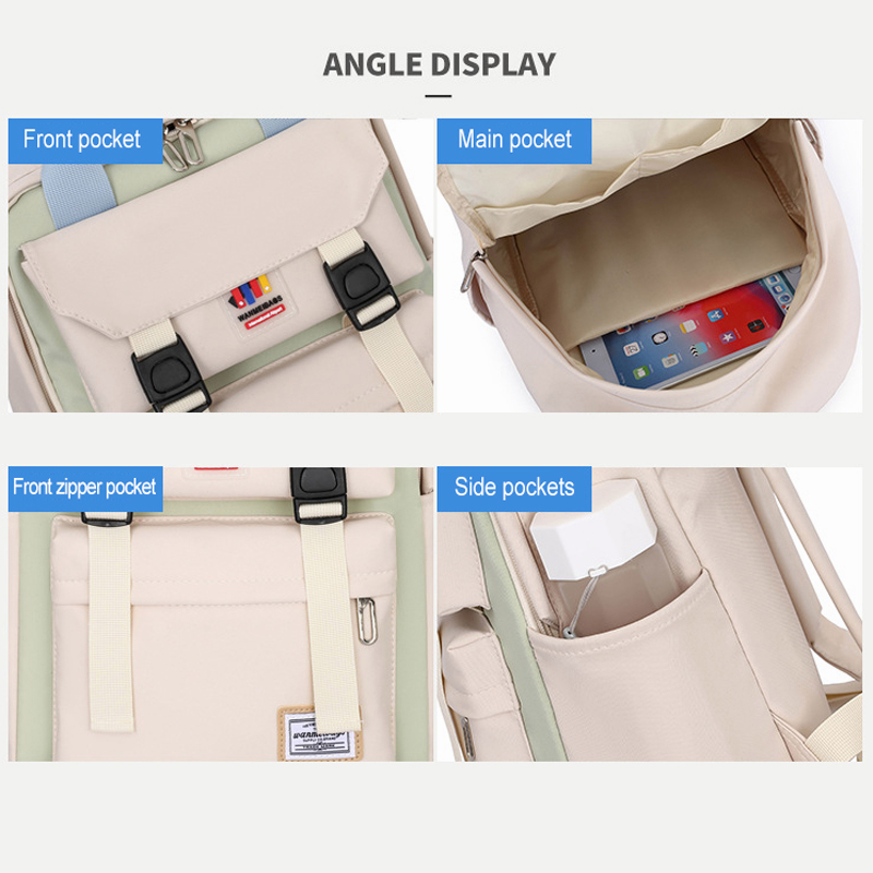 MYD doughnut style nylon school backpack korean large capacity laptop ...