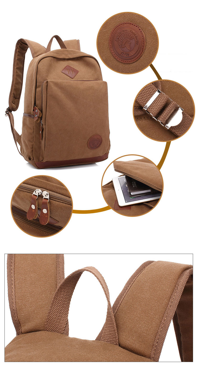 AUGUR Neutral Canvas Backpack Laptop Bag School Student Bag | Shopee ...