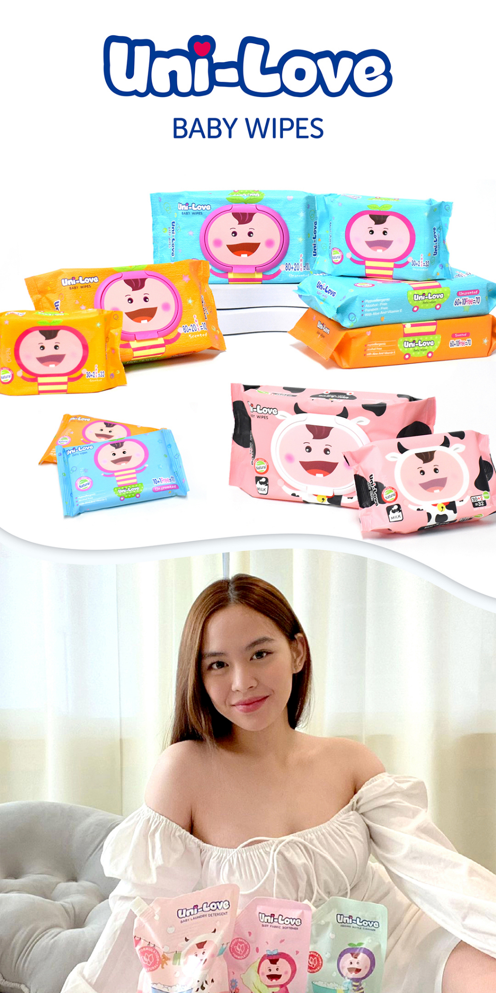 UniLove Unscented Baby Wipes 32's Pack of 1 - Hypoallergenic | 99% ...