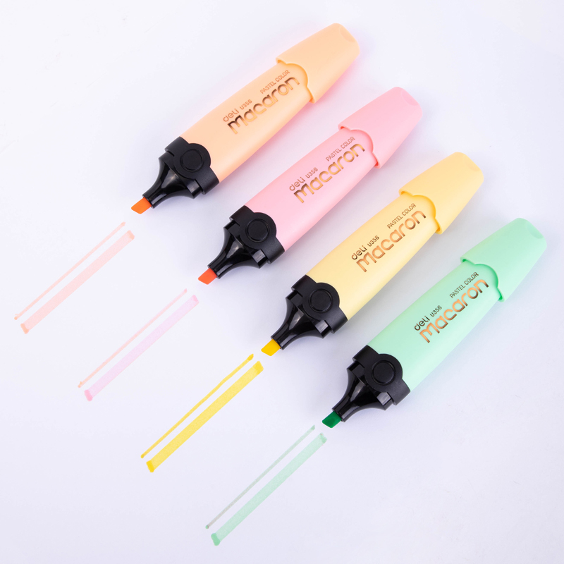 Deli 4 Colors Highlighter Pen Set Macaron Pastel Color Highlighter ...