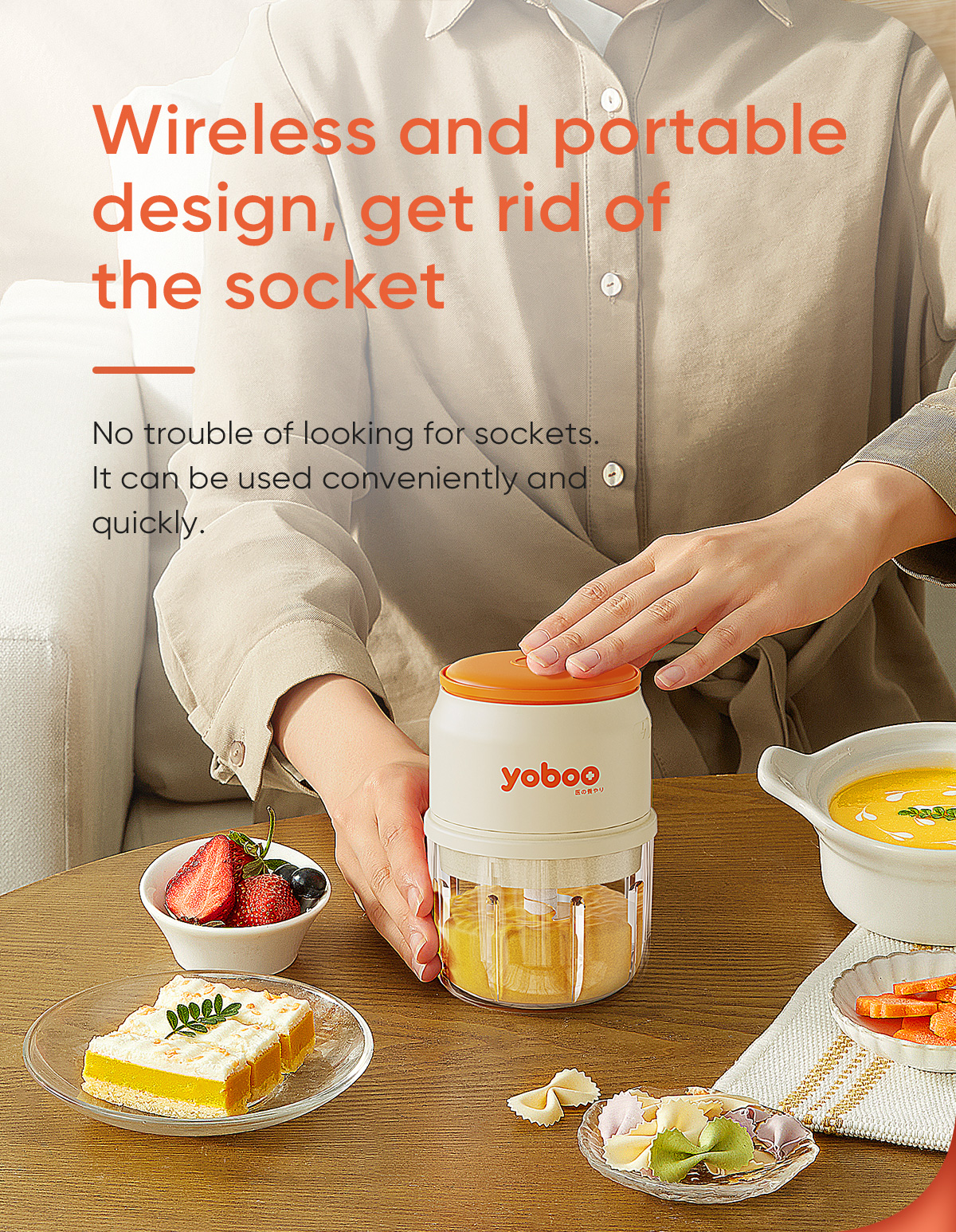 Yoboo Baby Food Blender Wireless and Portable High Speed Motor 300ml ...