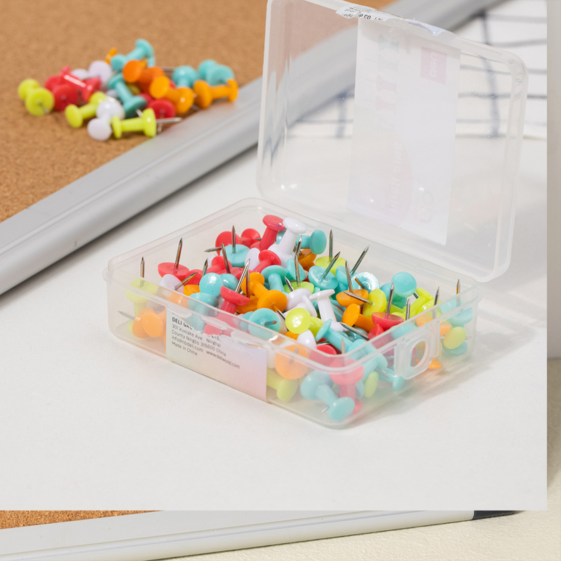 Deli 35/100pcs Push Pins 5 colors Push Pin Cute Thumb Tacks Set E0031 ...