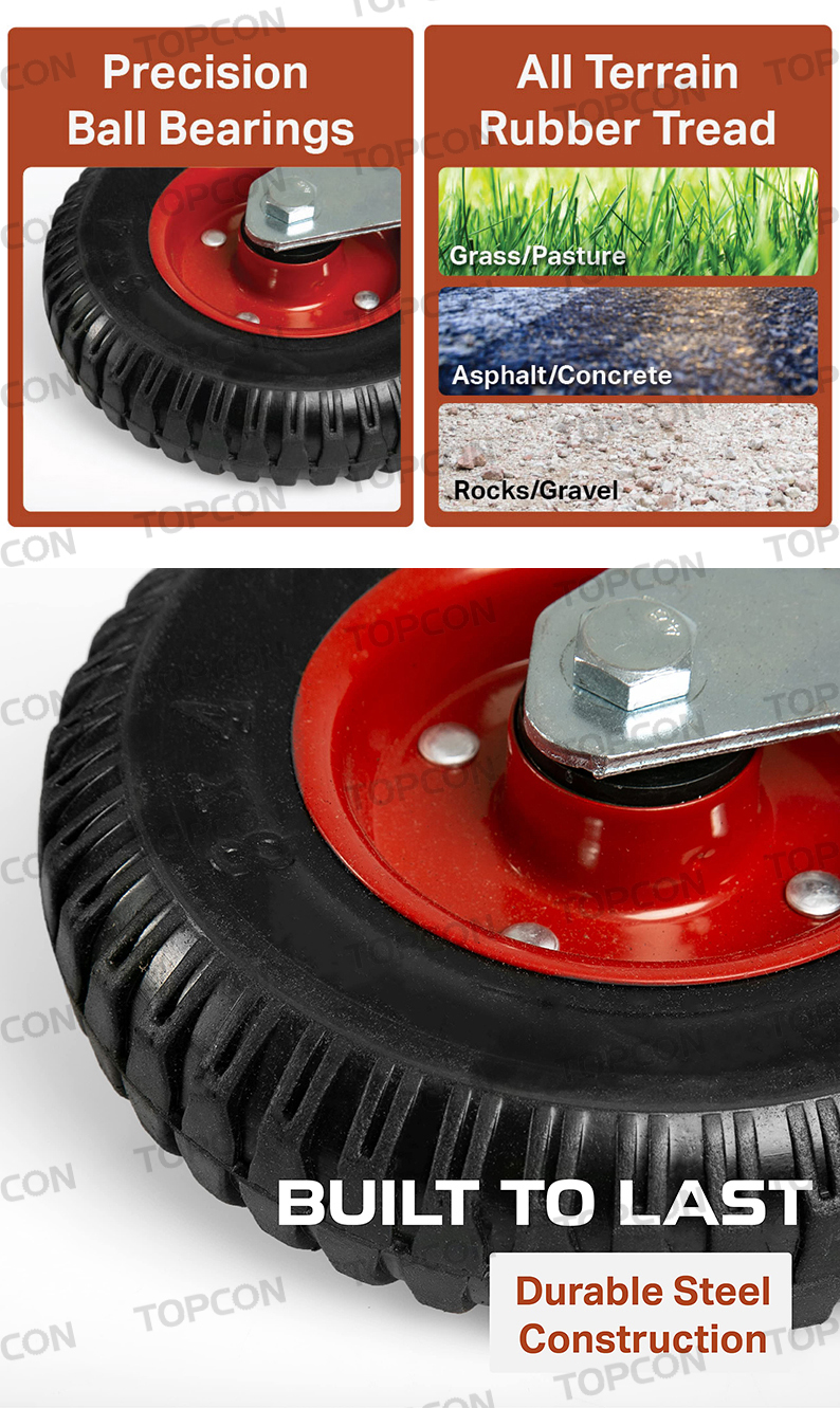 Topcon Heavy Duty Rubber Push Cart Steel Body Wheel for Hand Truck ...