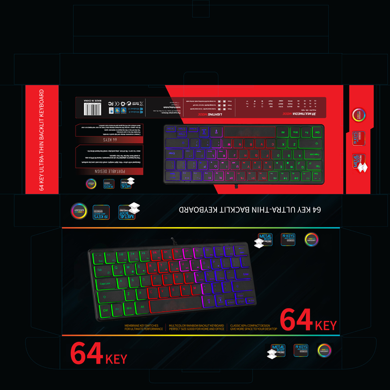 Zeus Z-911 RGB Gaming Keyboard - 64 Keys Keypad / Keyboard Multi Color RGB Illuminated Backlit ...