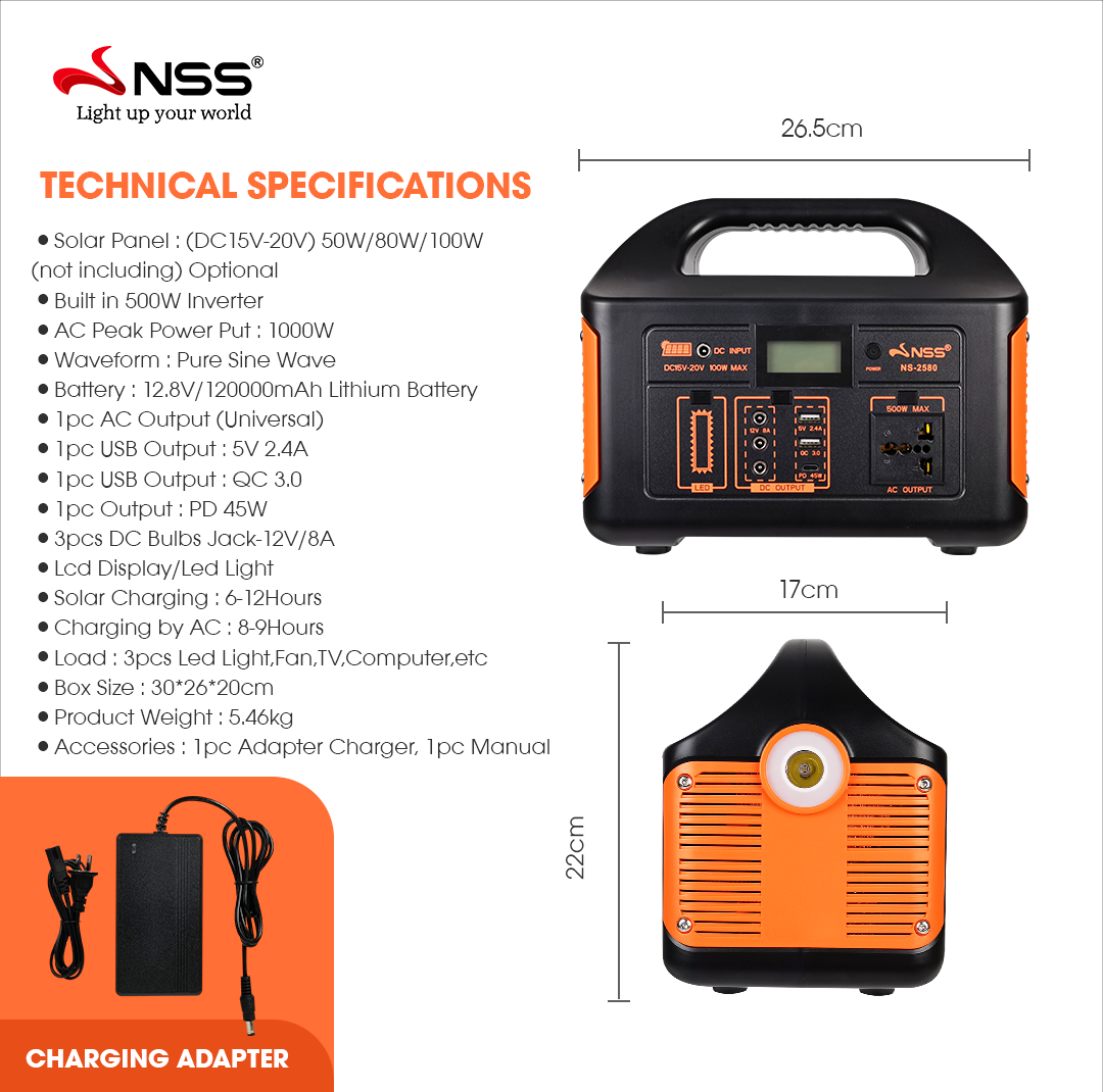 NSS 500W power station large capacity 120000MAH portable power station ...